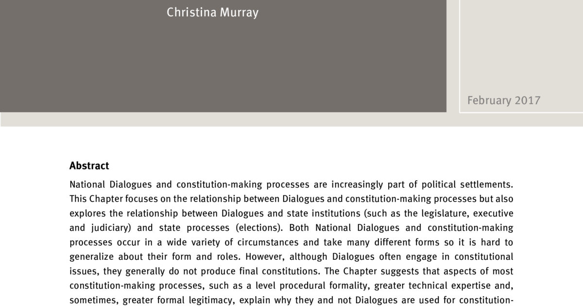 National Dialogues and Constitution Making - Berghof Foundation