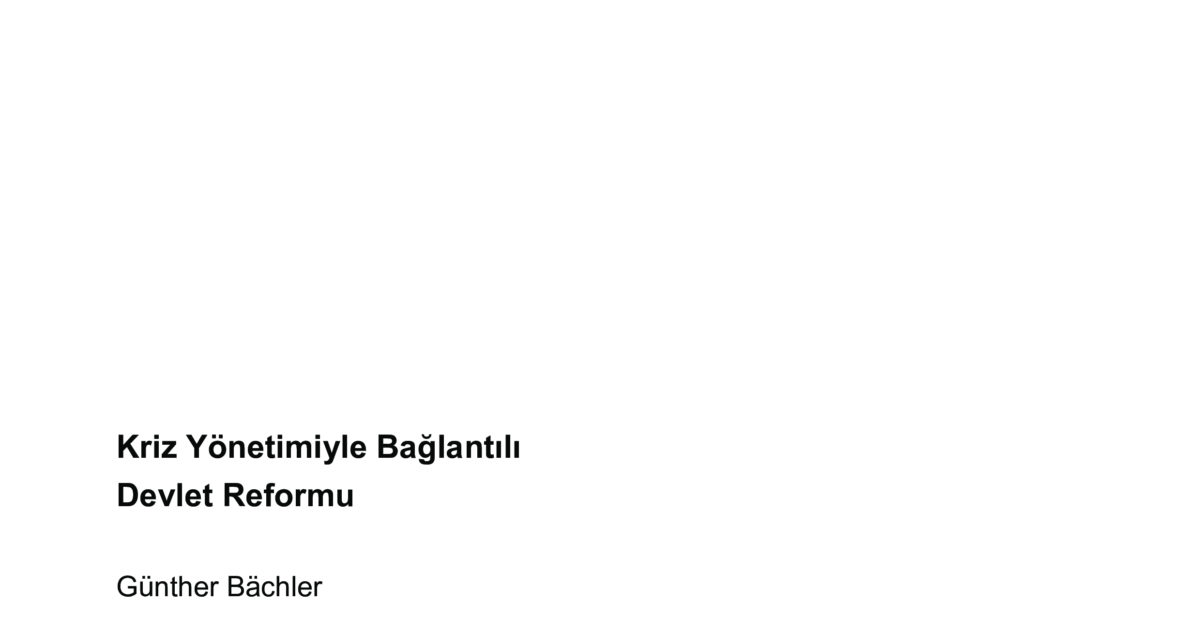 Kriz Yönetimiyle Baglantili Devlet Reformu - Berghof Foundation