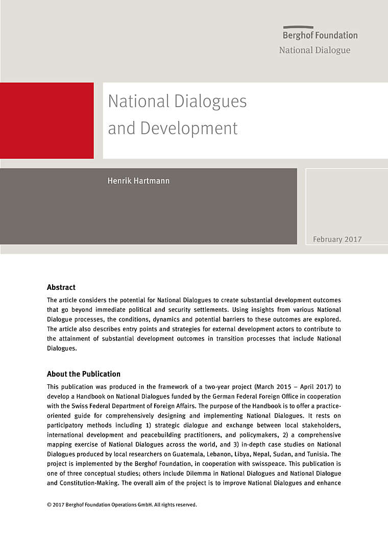 National Dialogues and Development - Berghof Foundation