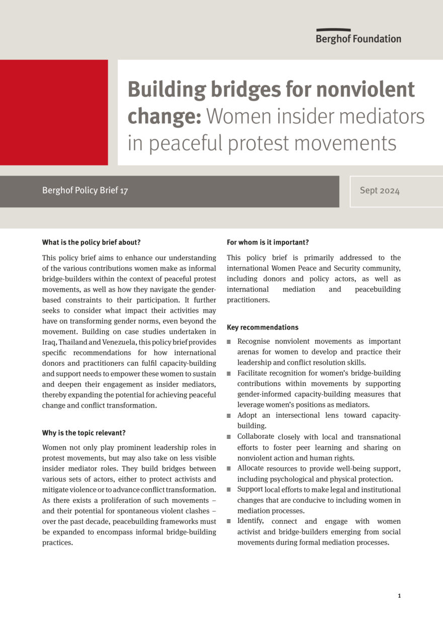 Policy Brief 17: Building bridges for nonviolent change - Berghof ...